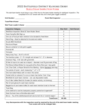 Fillable Online sled/gear inspection form - Scouting Event Fax Email ...