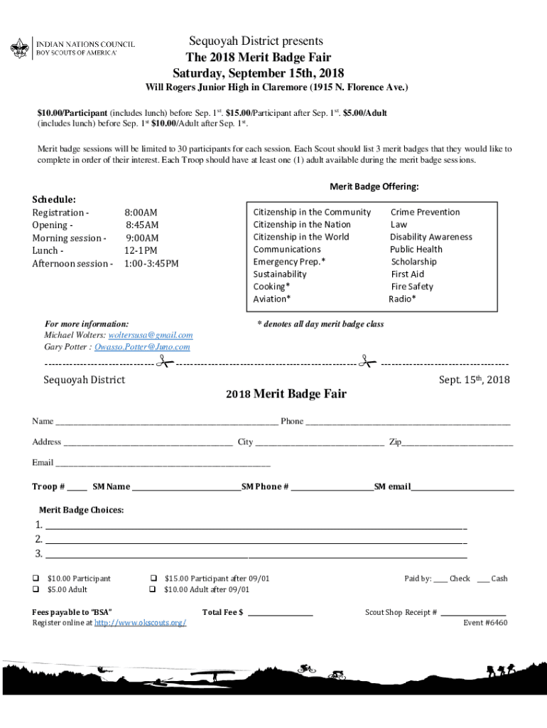 Fillable Online Indian Nations Council - Sequoyah District Merit Badge ...