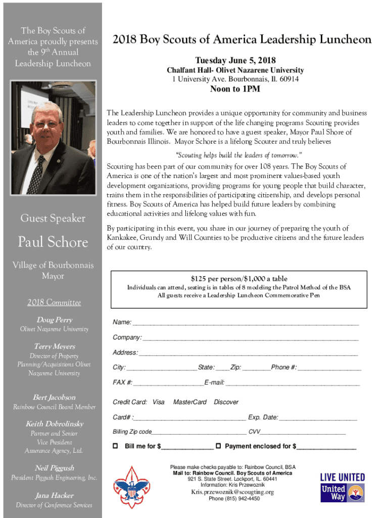 Fillable Online Chief Scout Executive, CEO and President of the Boy ...