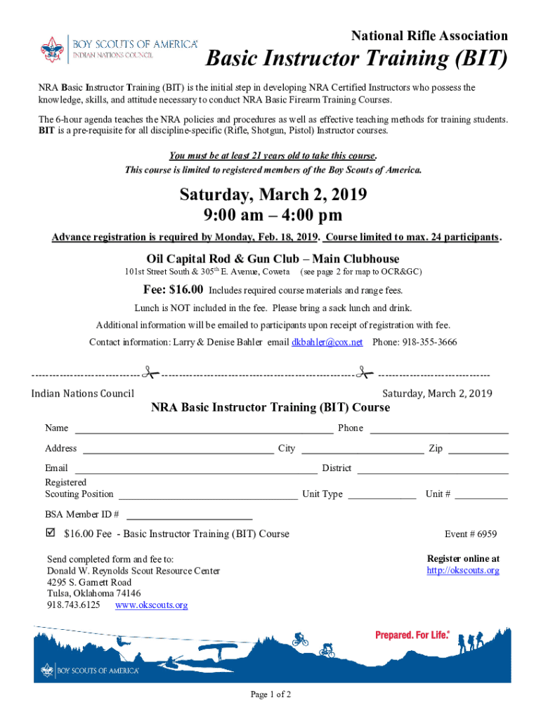 Fillable Online NRA Certified Rifle Instructor Training Requirements ...