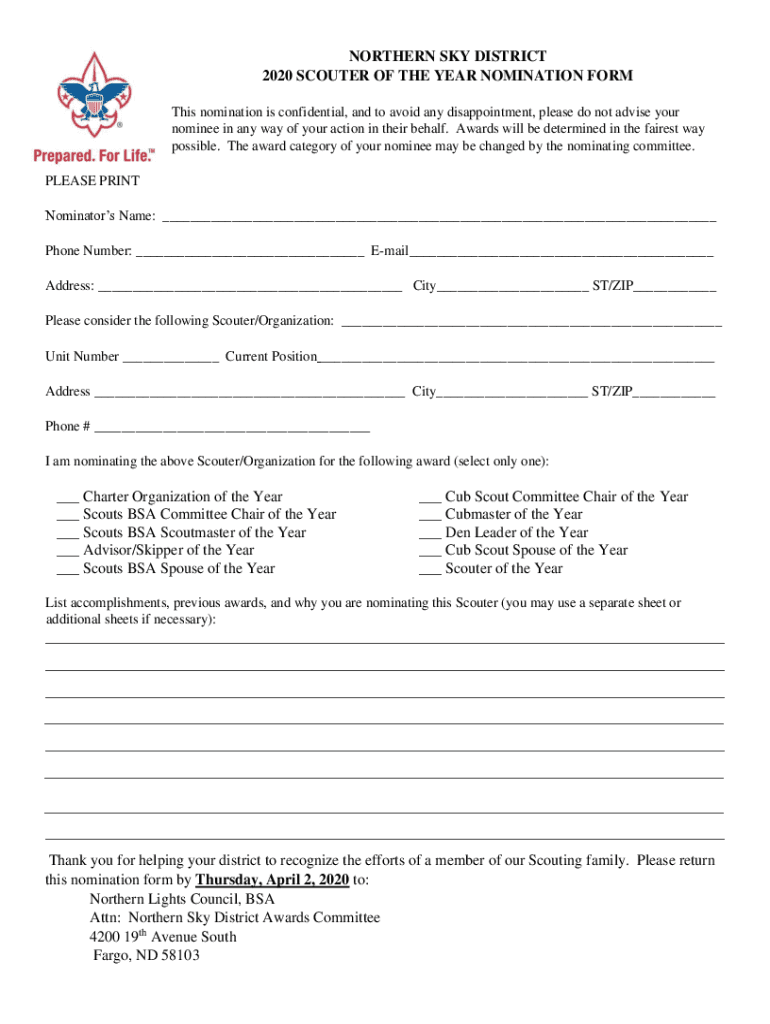 Fillable Online 2023 District Award of Merit Nominating Process ...