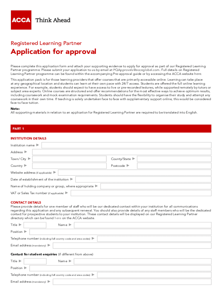Fillable Online application pack - online learning - ACCA Global Fax ...