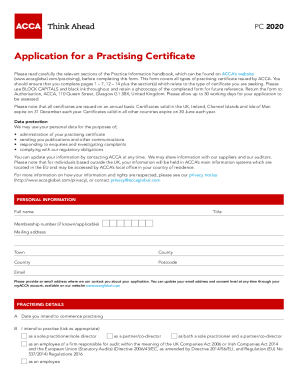 Fillable Online Application for a Practising Certificate - Association ...
