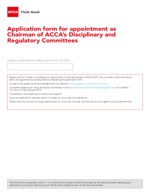 Fillable Online Application form for appointment as Chairman ... - ACCA ...