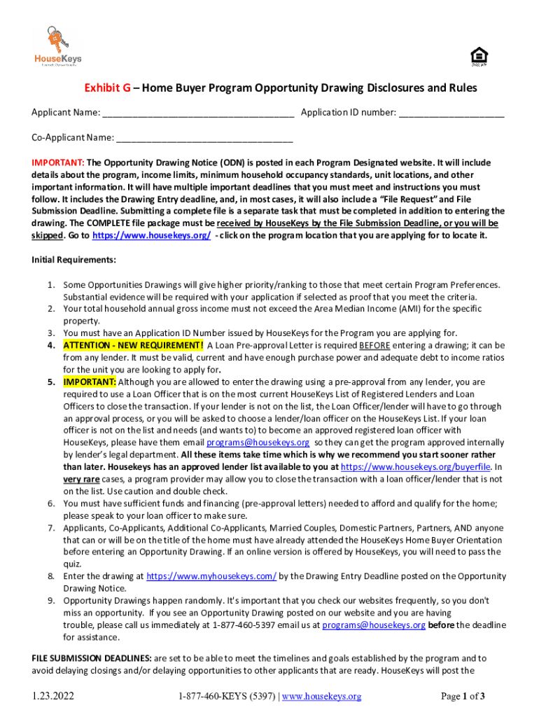 Fillable Online static1.squarespace.comstaticExhibit GHome Buyer Program Opportunity Drawing ...