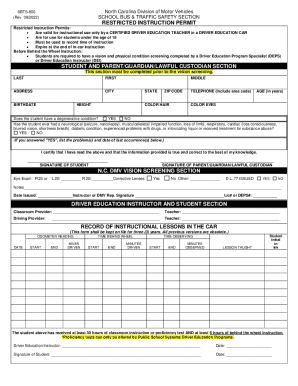 Fillable Online North Carolina Division of Motor Vehicles School Bus ...