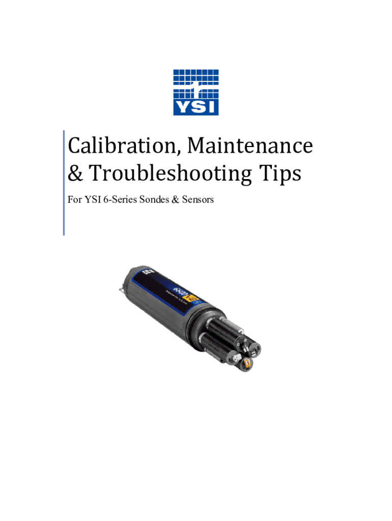 Fillable Online Calibration, Maintenance & Troubleshooting Tips for YSI ...