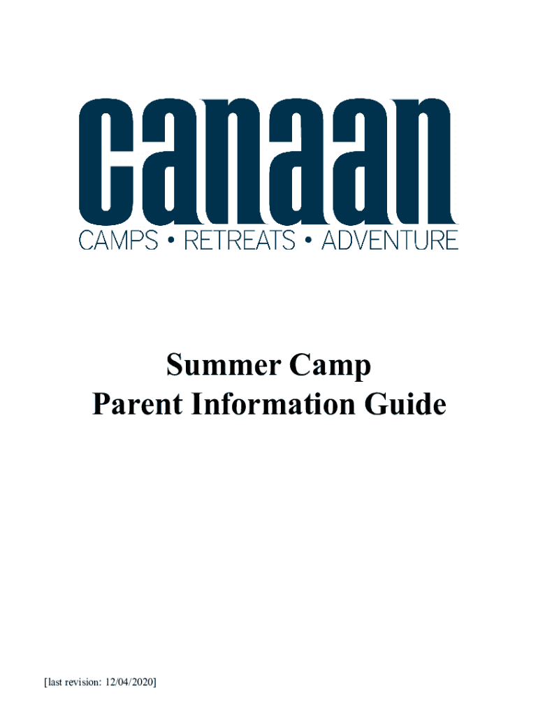 Fillable Online Summer Camp Parent Guide Camp Parent Guide...Welcome to ...
