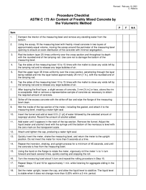 Fillable Online Get Procedure Checklist ASTM C 173 Air Content Of ...