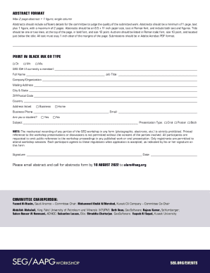 Fillable Online seg aapg workshop: impact of technological advancements ... Fax Email Print ...