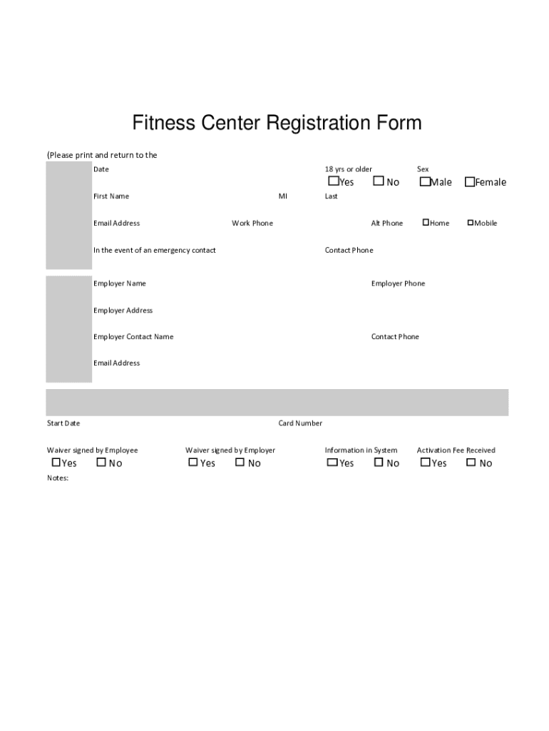 Fillable Online Fitness Gym Registration Form TemplateJotform Fax Email Print - pdfFiller