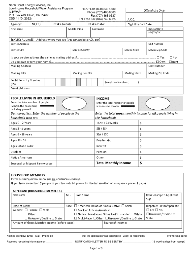 Fillable Online Low-Income Household Water Assistance Program ...