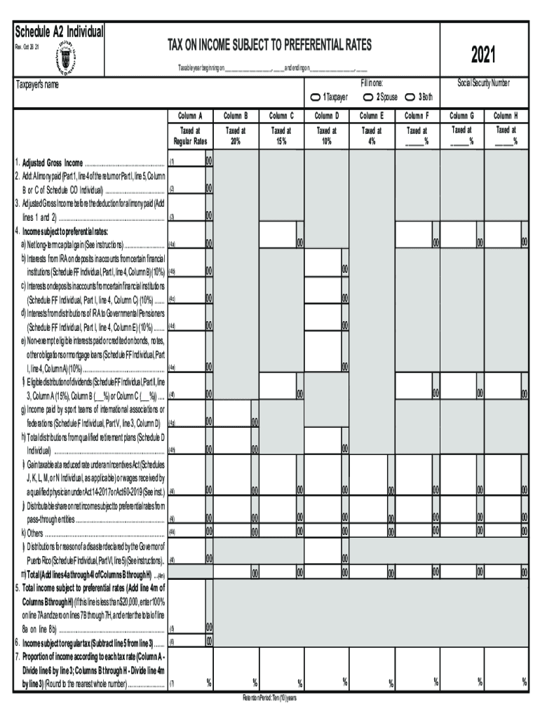 Fillable Online hacienda pr Schedule A2 Individual TAX ON INCOME ...