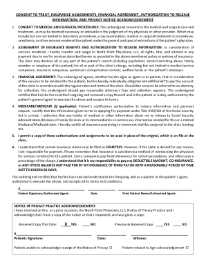 Fillable Online CONSENT, ASSIGNMENT, AND RELEASE FORM CONSENT FOR MEDICAL TREATMENT ... Fax ...