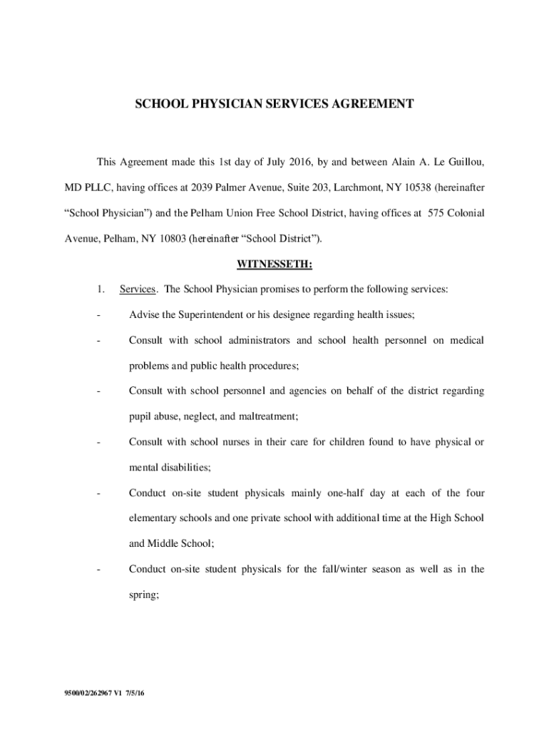 Fillable Online Physician Services Agreement - Template - Word and PDF ...