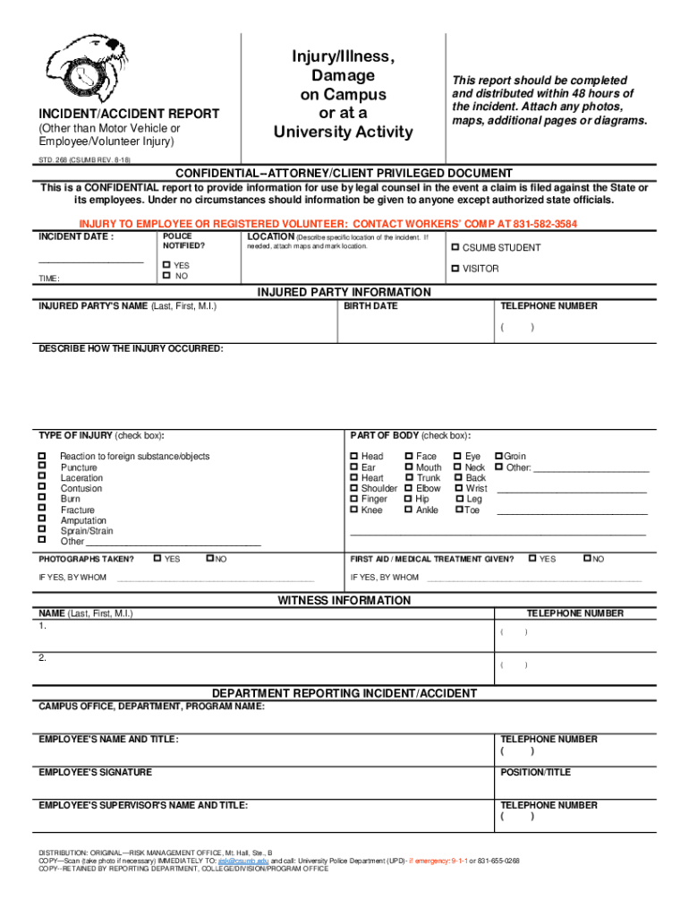Fillable Online Report a Hazard, Accident, Injury/Illness, or Near Miss Fax Email Print - pdfFiller