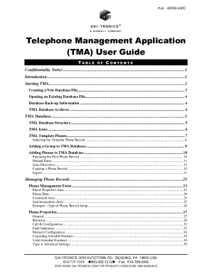 Fillable Online Telephone Management Application (TMA) User Guide. TMA ...