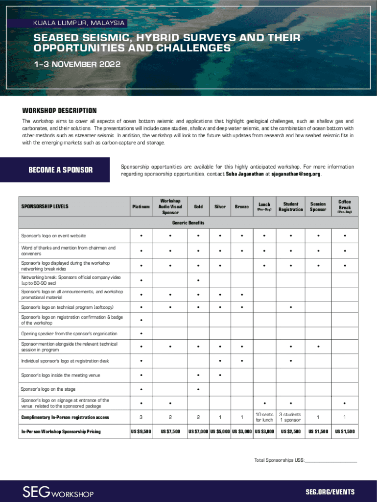 Fillable Online seg.orgPortals0KUALA LUMPUR, MALAYSIA SEABED SEISMIC ...