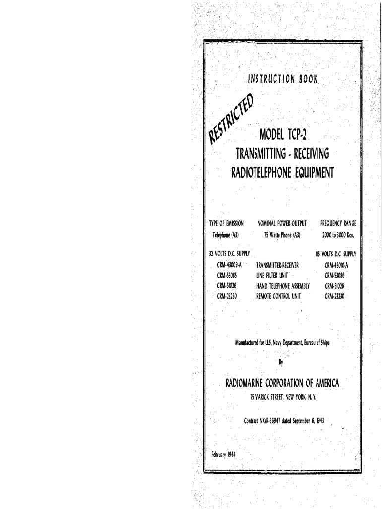 Fillable Online US Navy TCP-2 Radiotelephone Transmitter-Receiver ...