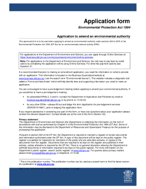 Fillable Online Application for the amendment of an Environmental ...