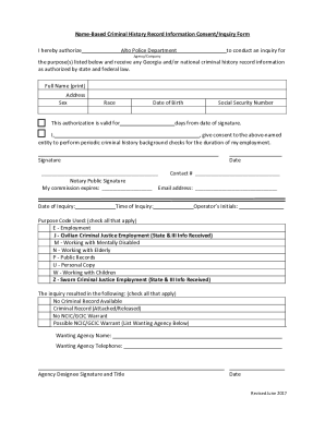 Fillable Online Fillable Online Name-Based Criminal Background History ...