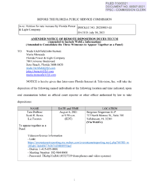 Fillable Online AMENDED NOTICE OF REMOTE DEPOSITION DUCES ... Fax Email ...