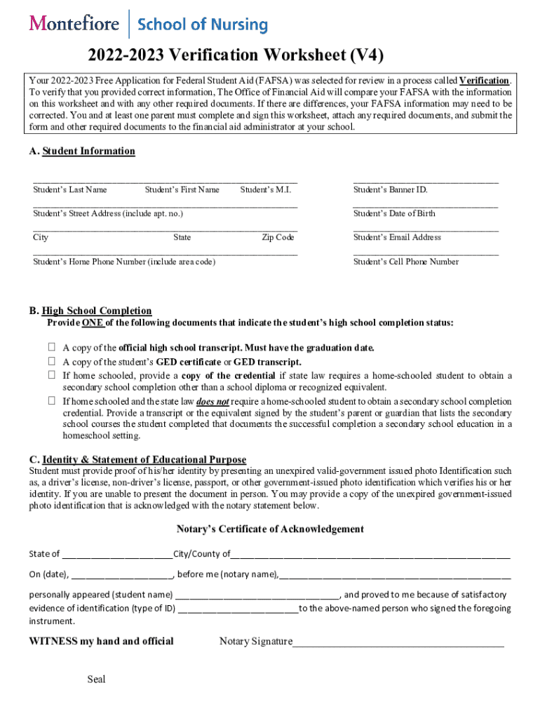 Fillable Online 20222023 Verification Worksheet (Group V4Custom Verification) Fax Email Print ...