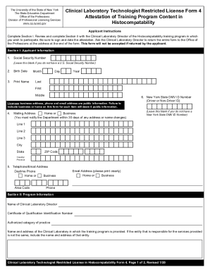 Fillable Online Clinical Laboratory Technologist Restricted License ...