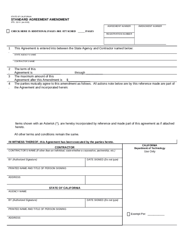 STD 213A (Rev 06/03) !j AGREEMENT NUMBER AMENDMENT NUMBER ...