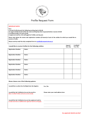 Fillable Online Profile Request Form - Companies House Fax Email Print ...