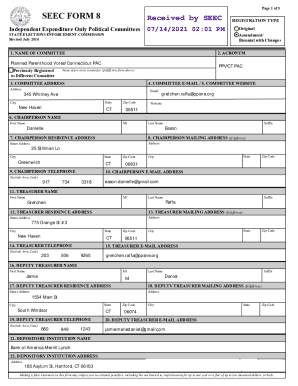 Fillable Online seec ct Get the free SEEC FORM 8 - State Elections Enforcement Commission - seec ...