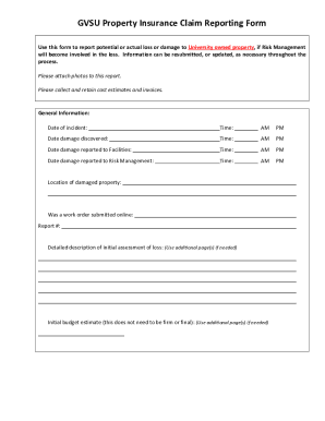 Fillable Online Insurance Claim Inspections for Property ...