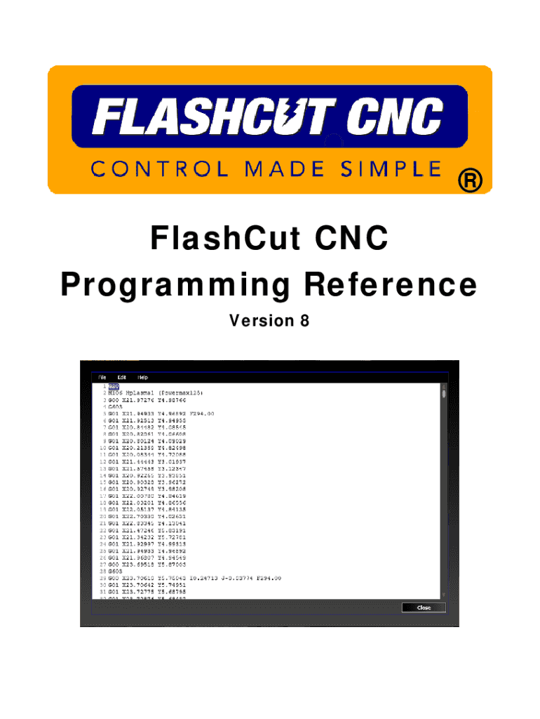 Fillable Online FlashCut CNC Programming Reference - KoikeFlashCut CNC ...