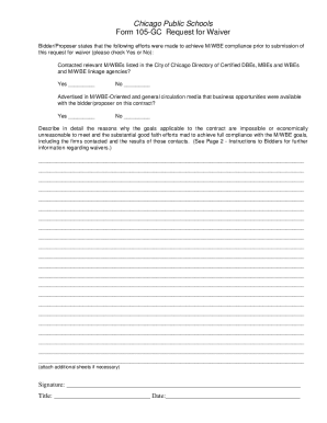 Fillable Online 00 43 05 Form 105-GC Request for Waiver - Chicago ...