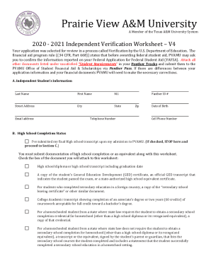 Fillable Online 2020 - 2021 Independent Verification Worksheet V4 Fax Email Print - pdfFiller