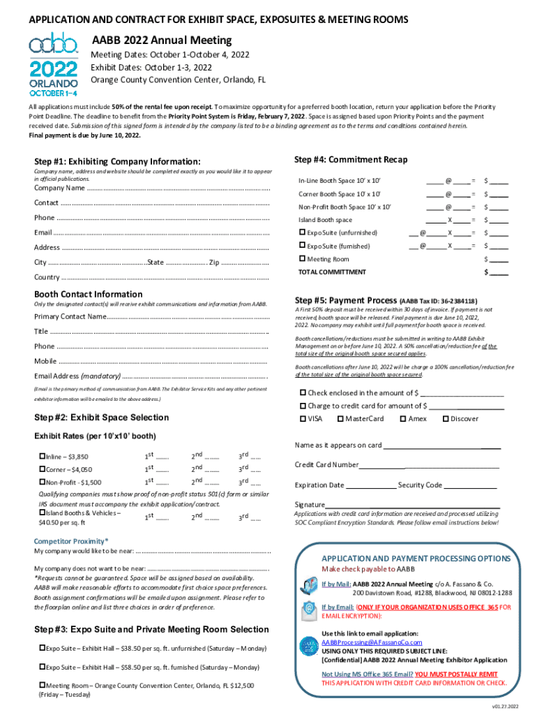 Fillable Online ACC Application And Contract For Exhibit Space ...