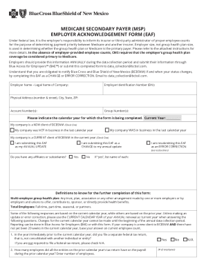 Fillable Online Medicare Secondary Payer (MSP) Employer Acknowledgement ...