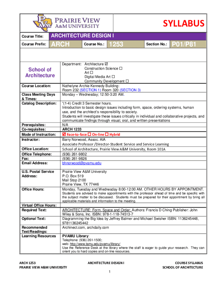 Fillable Online ARCHITECTURE DESIGN I Fax Email Print - pdfFiller