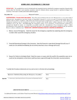 Fillable Online Certificate of Emergency PurchasePDFBusinessNature ...