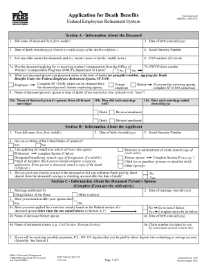 Fillable Online Federal Register :: Information Collection: Application for Death ... Fax Email ...