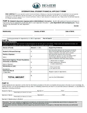 Fillable Online INTERNATIONAL STUDENT FINANCIAL AFFIDAVIT FORM ...