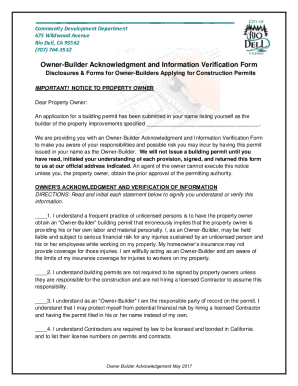 Fillable Online Owner-Builder Acknowledgment and Information ...