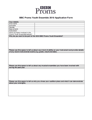Fillable Online downloads bbc co BBC Proms Youth Ensemble 2019 Application Form - Logo of the ...
