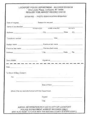 Fillable Online City Of Lockport Police Department in Lockport, New ...