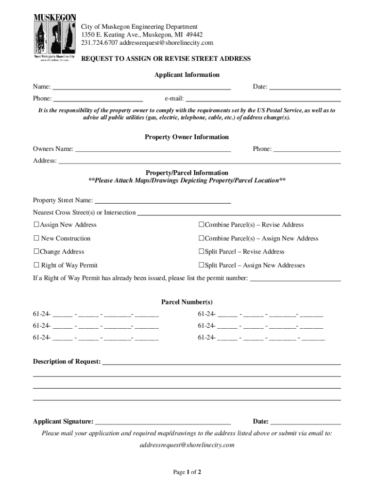 Fillable Online City of Muskegon Engineering Department 1350 E. Keating ...