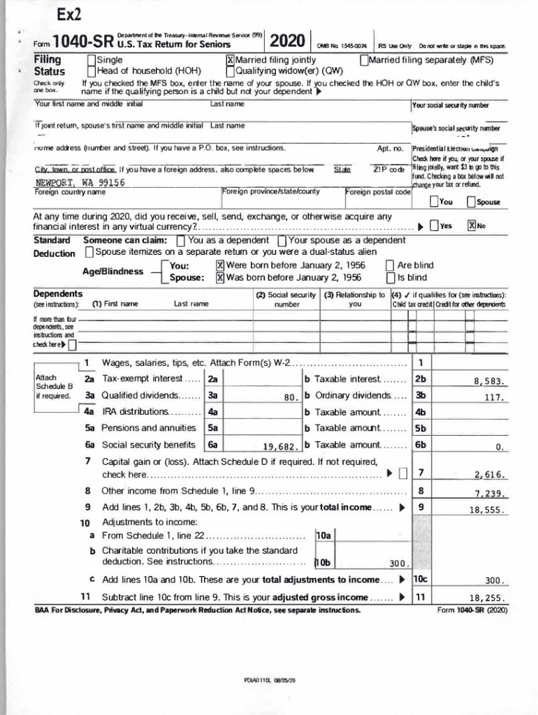 Fillable Online propertytax dor wa About Form 1040-SR, U.S. Tax Return ...