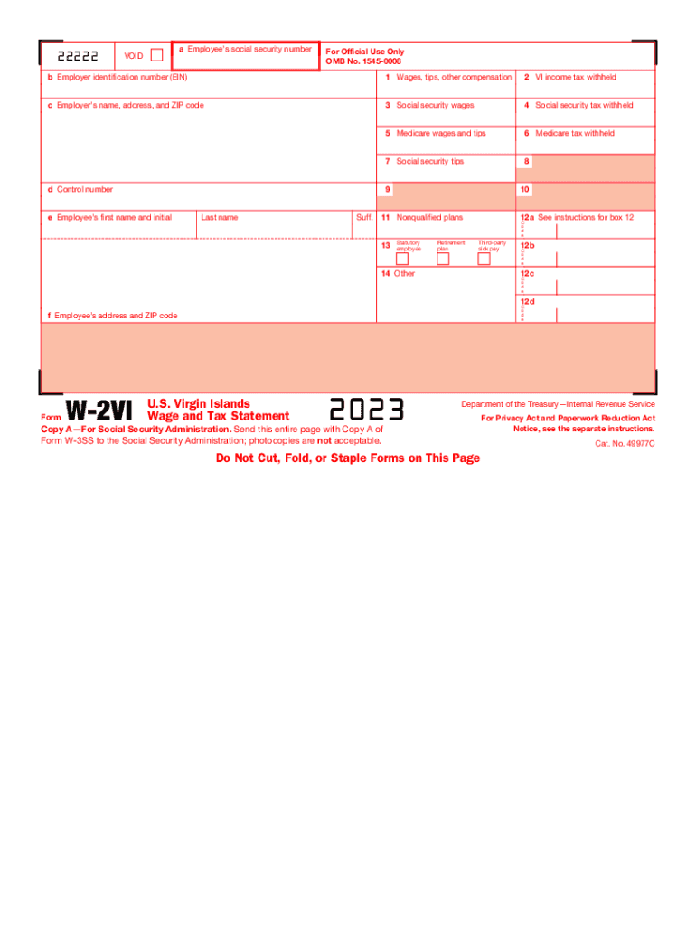 Fillable Online 2023 Form W-2 VI. U.S. Virgin Islands Wage and Tax ...