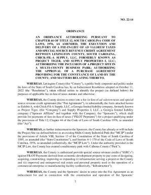 Fillable Online lex-co sc FILOT ORDINANCE (template) (00115893xCA9B5 ...