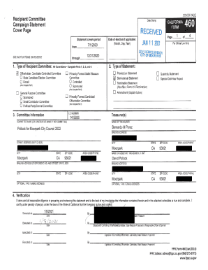 Fillable Online Form 460 Campaign Statement for David Pollock - 07/01 ...
