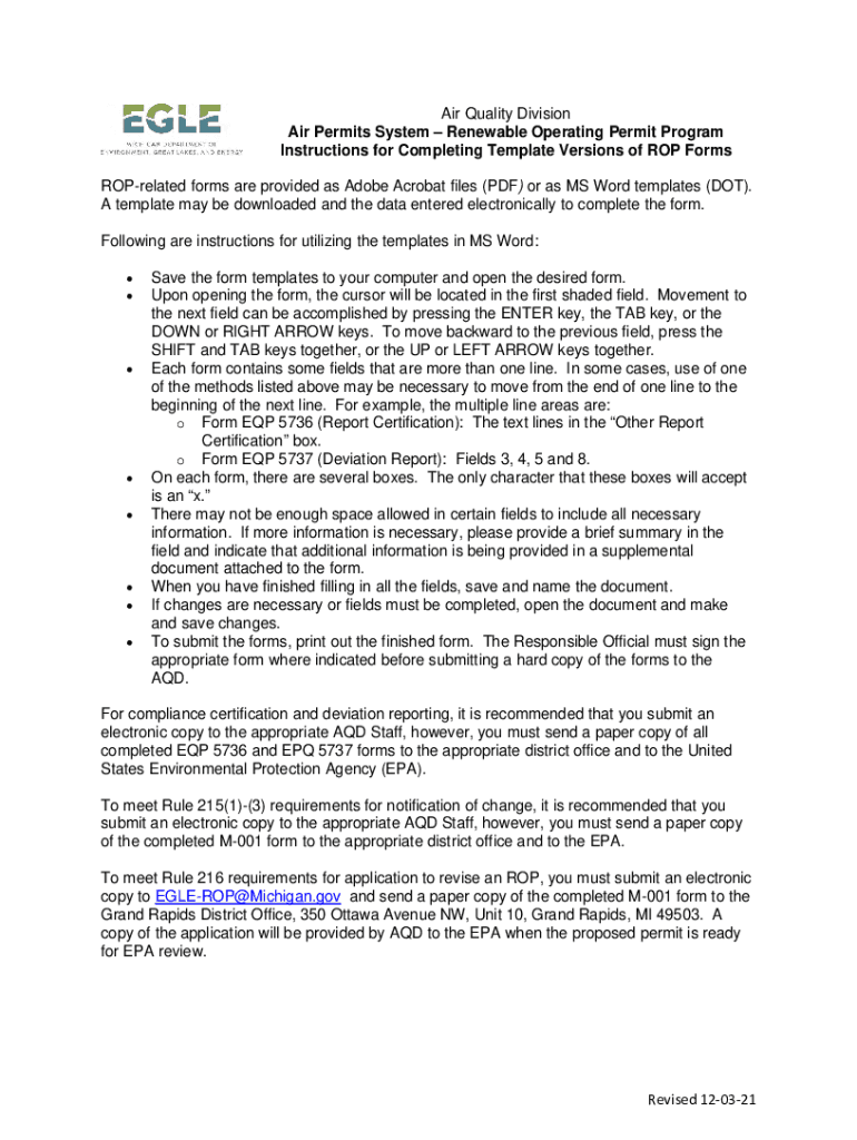 Fillable Online Air Permits SystemRenewable Operating Permit Program ...